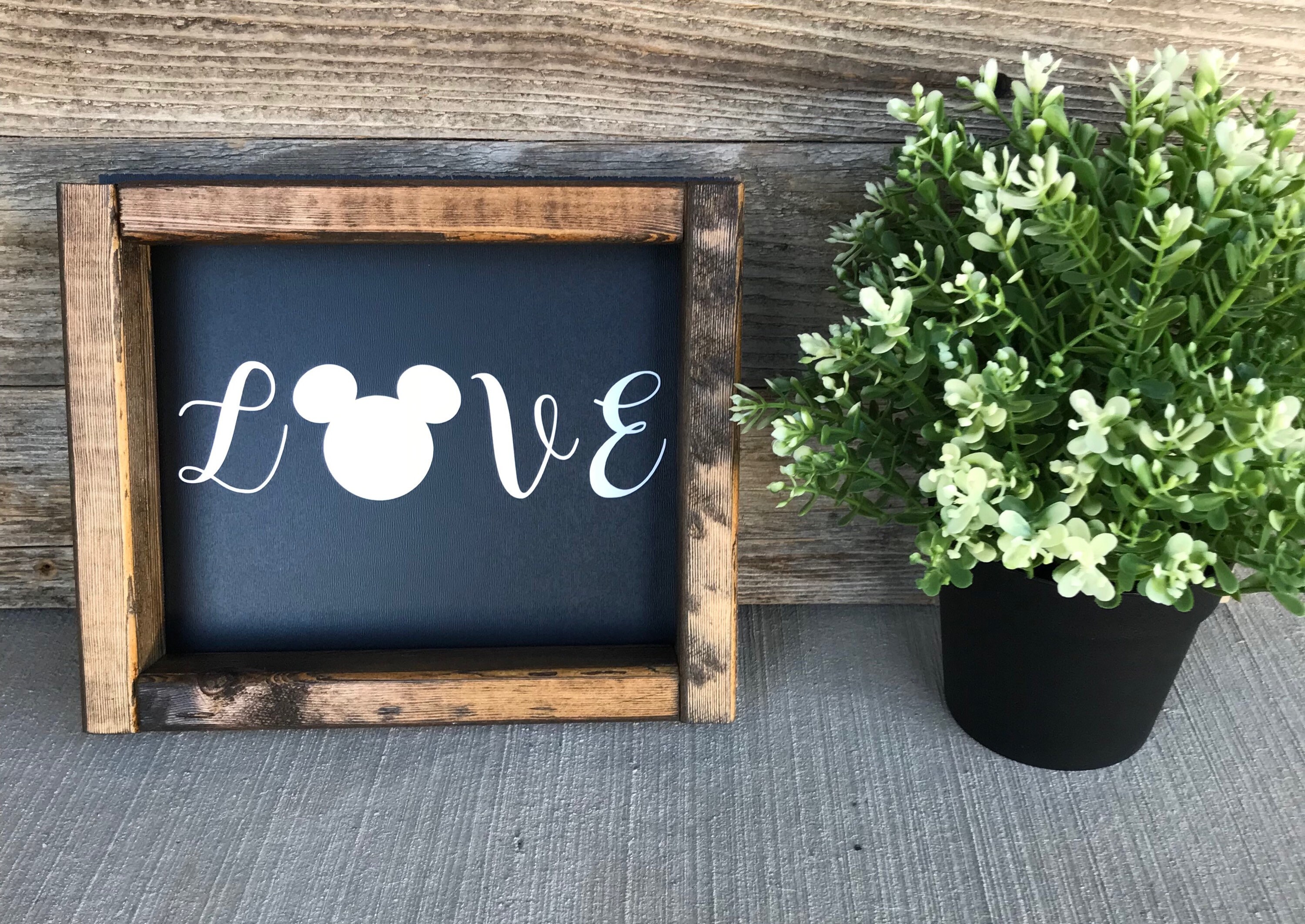 Solid Wood Framed Disney Love Sign Farmhouse Style | Etsy