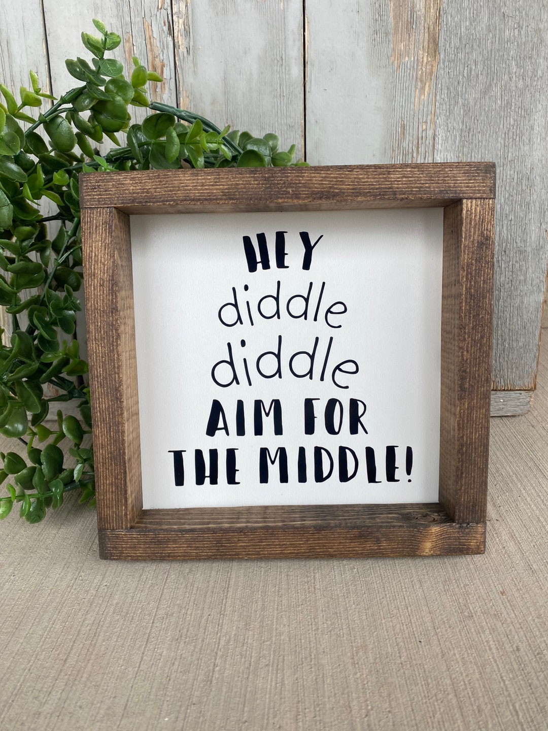 Hey Diddle Diddle Aim for the Middle Bathroom Wood Sign - Etsy