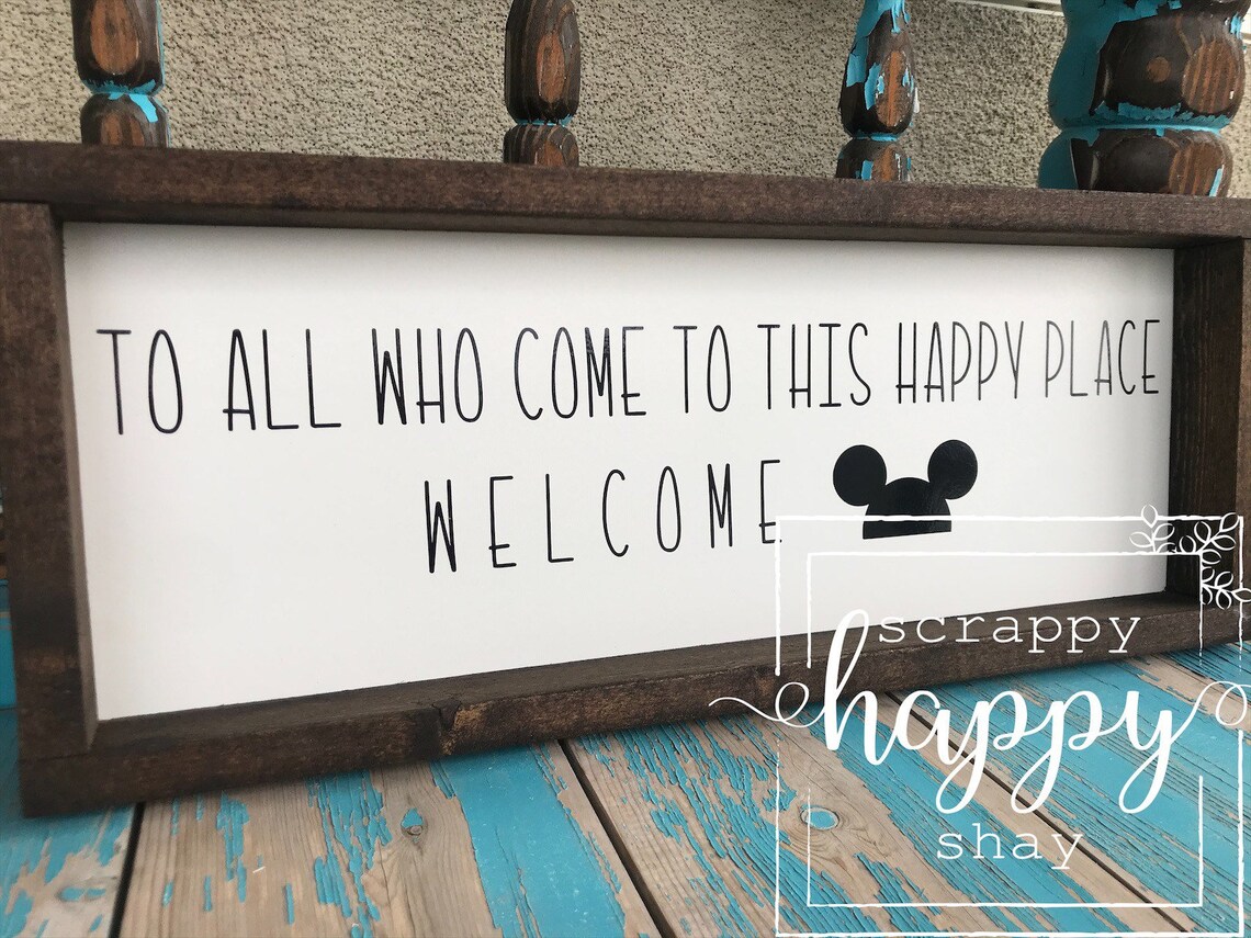 To All Who Come to This Happy Place Welcome Wood Sign-mickey | Etsy