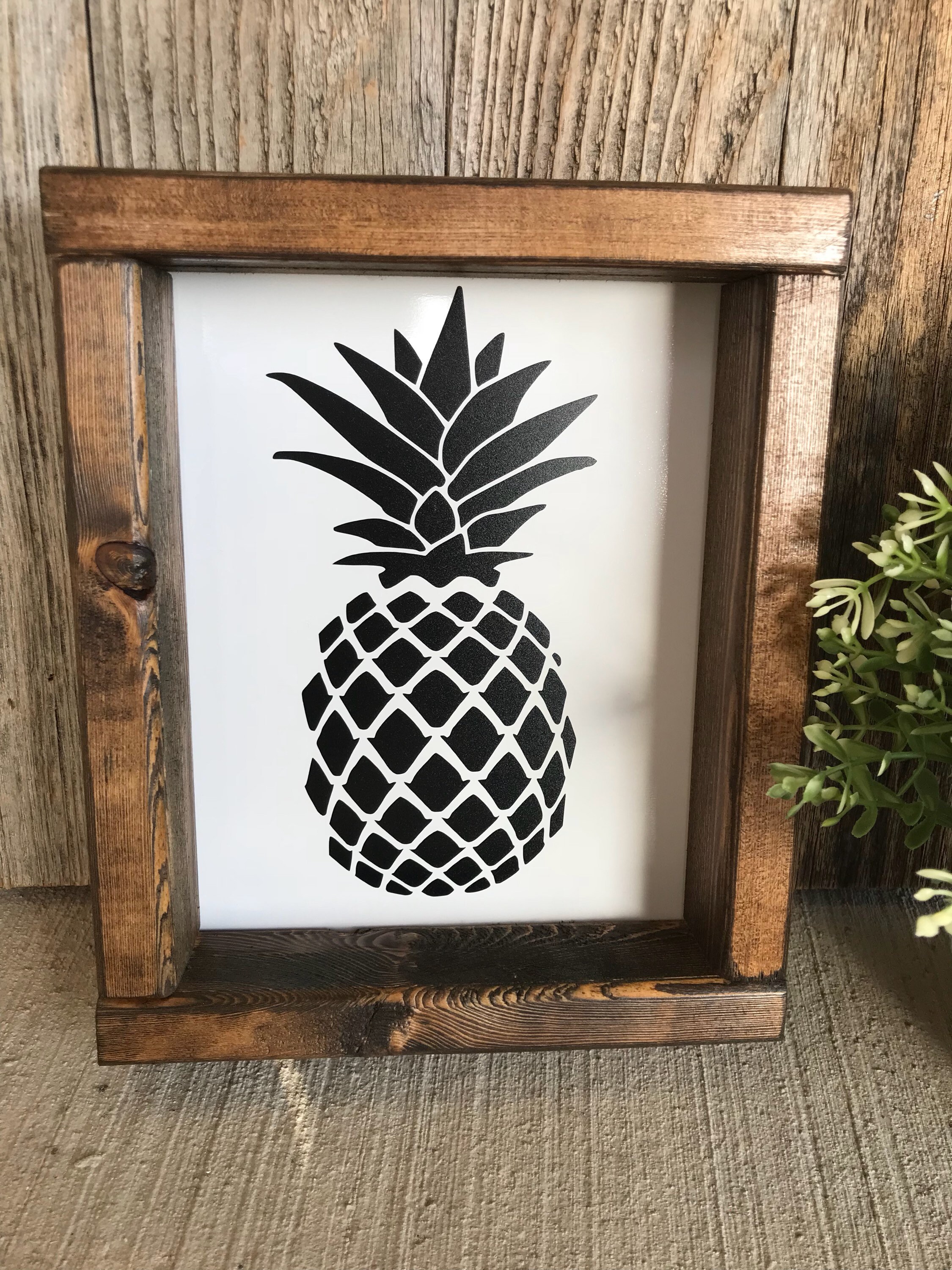 Solid Wood Framed Pineapple Sign Farmhouse Style | Etsy
