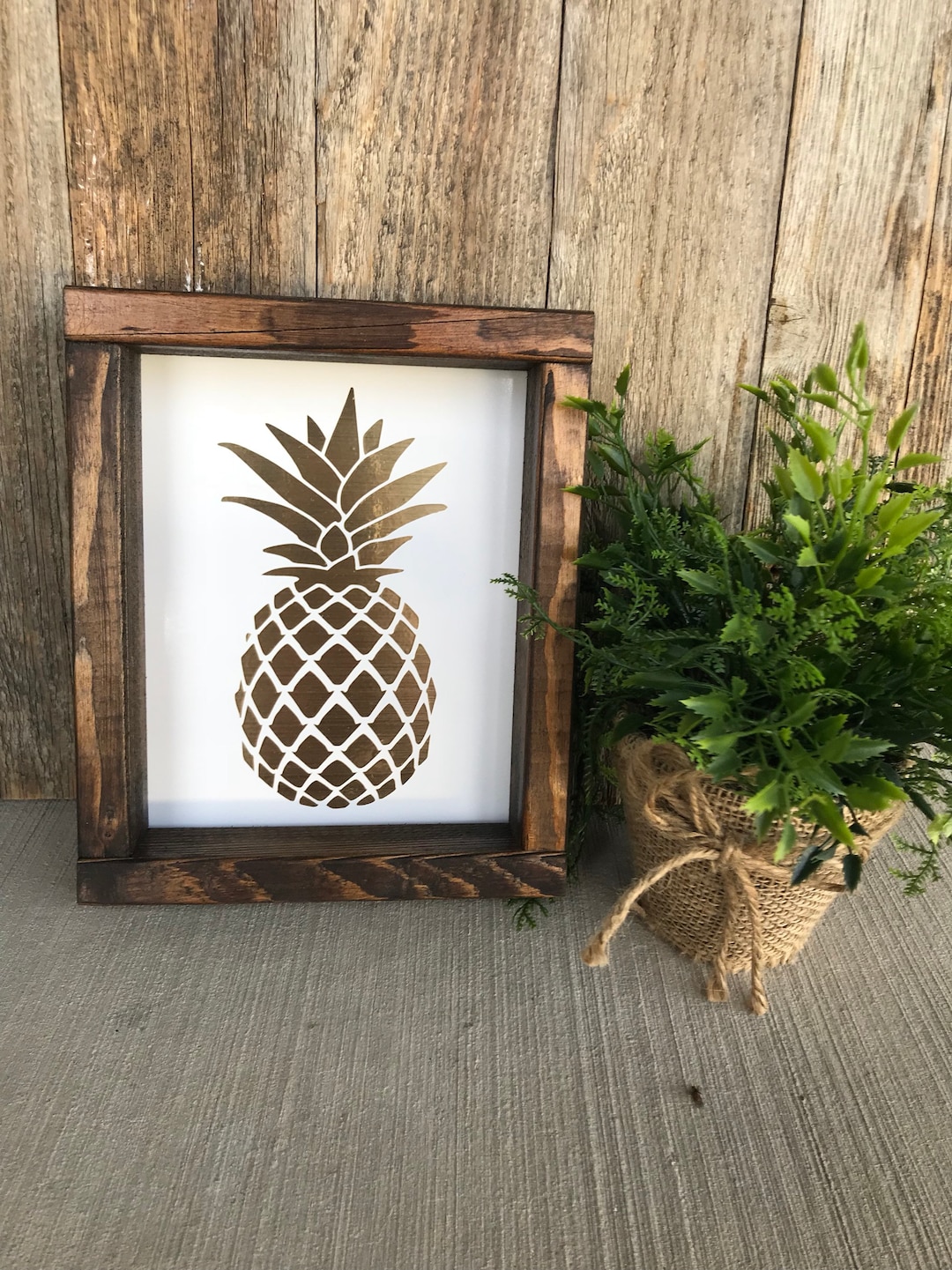 Solid Wood Framed Pineapple Sign, Farmhouse Style - Etsy
