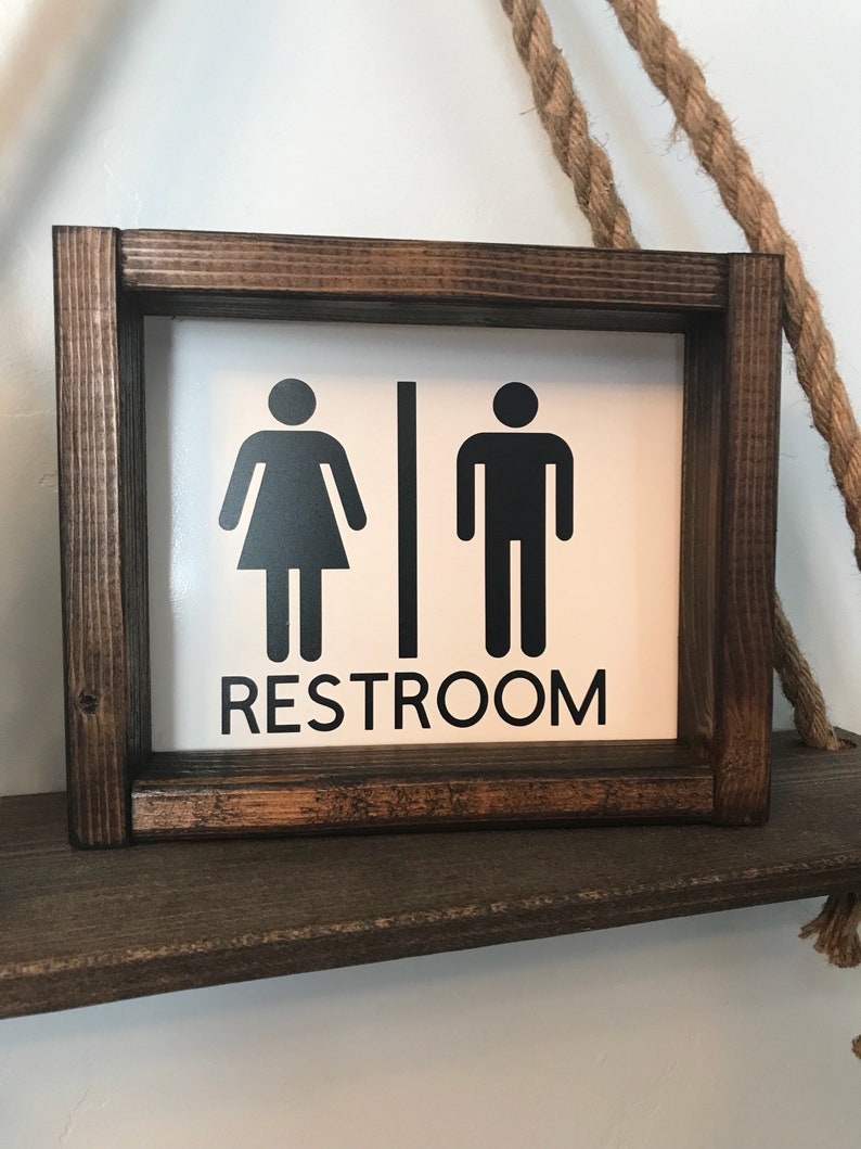 Solid Wood Framed Restroom Sign - Etsy