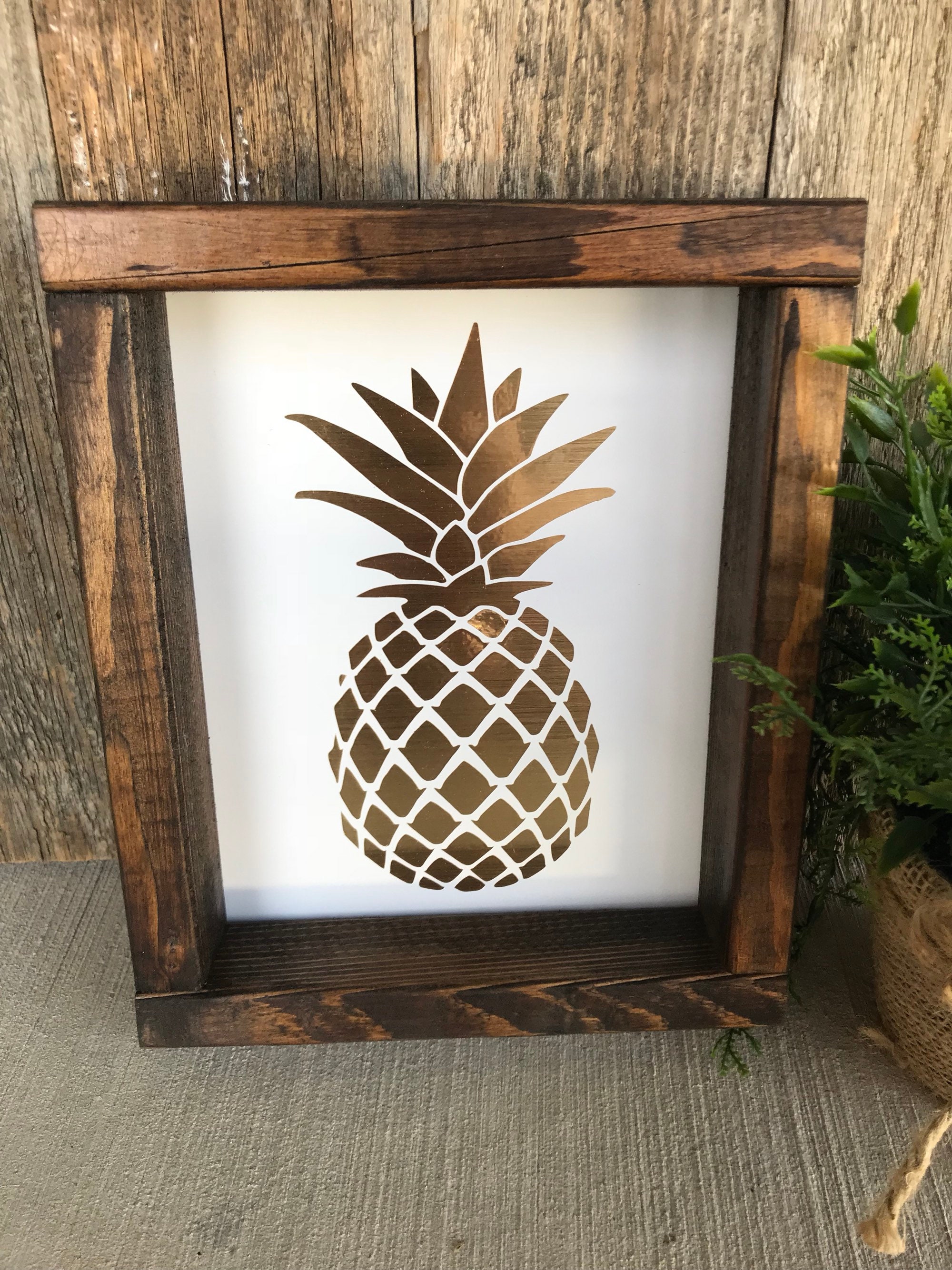 Solid Wood Framed Pineapple Sign Farmhouse Style | Etsy