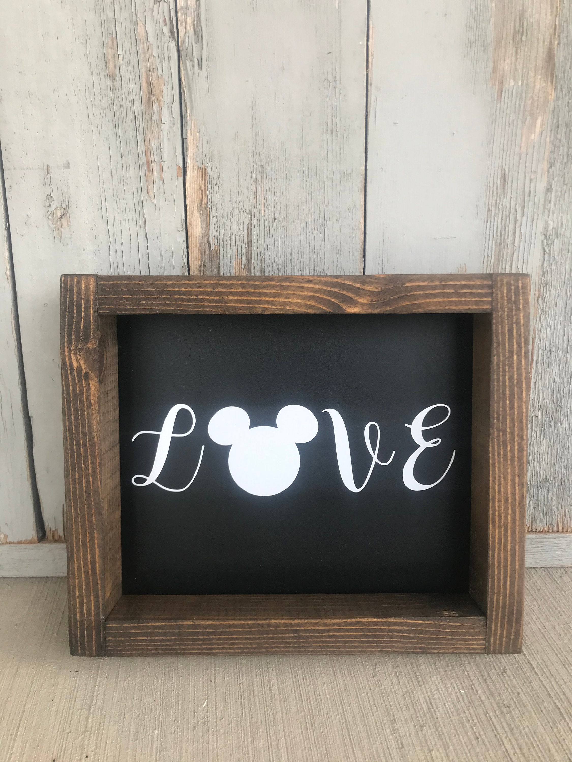Solid Wood Framed Disney Love Sign Farmhouse Style | Etsy