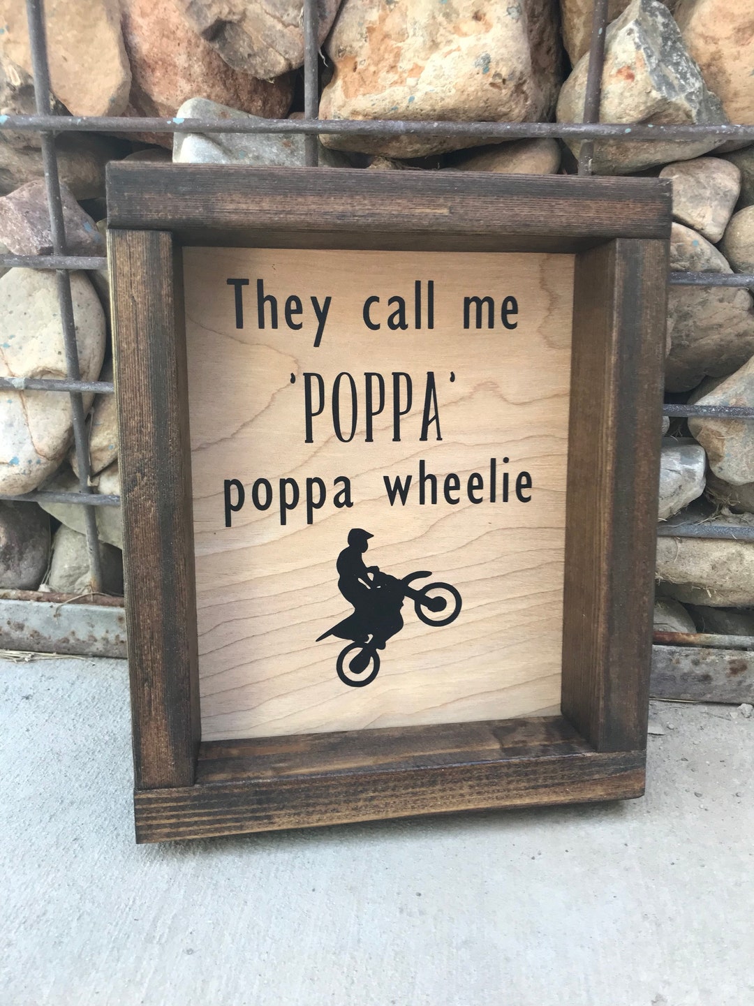 Solid Wood Framed "poppa" Dirtbike Dign, Farmhouse Style - Etsy