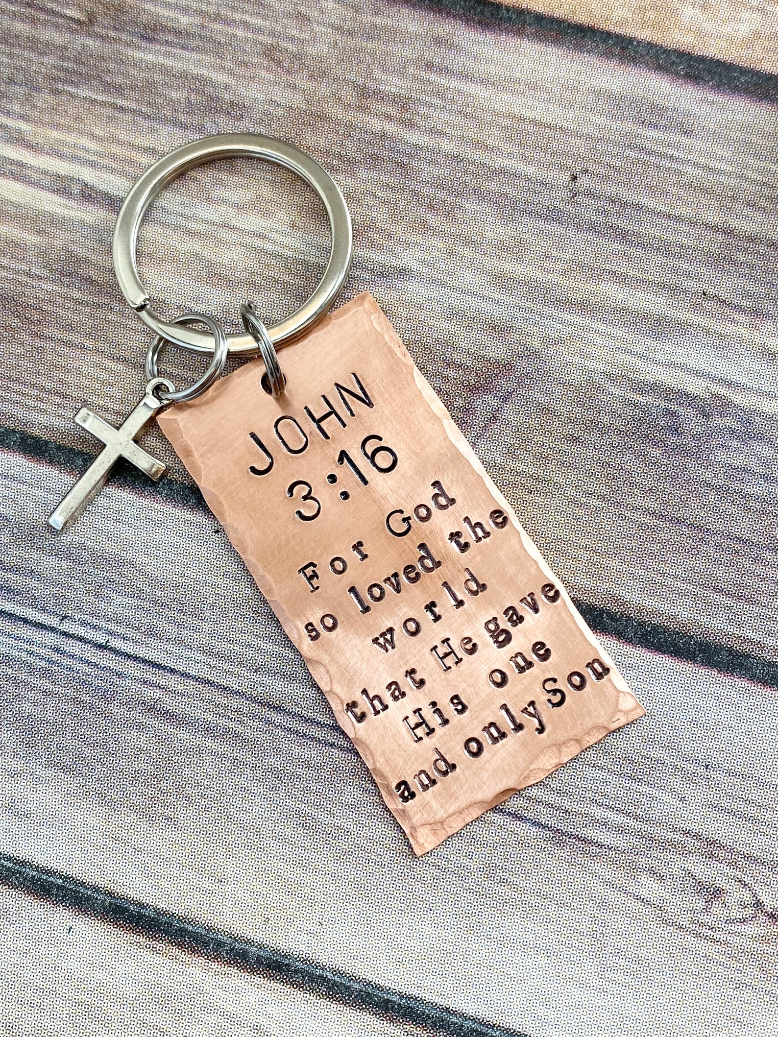 Scripture Cross Custom Keychain John 3:16 Keychain Christian - Etsy