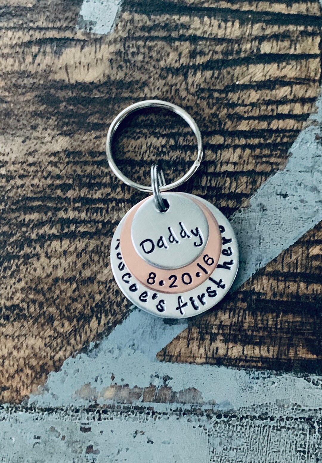 Dad Keychain Daddy Keychain Handstamped Keychain Personalized Keychain ...