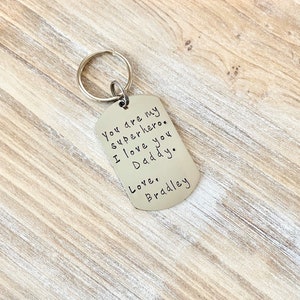 Super Hero Dad Keychain Gift for New Dad Love Daddy Keychain ...