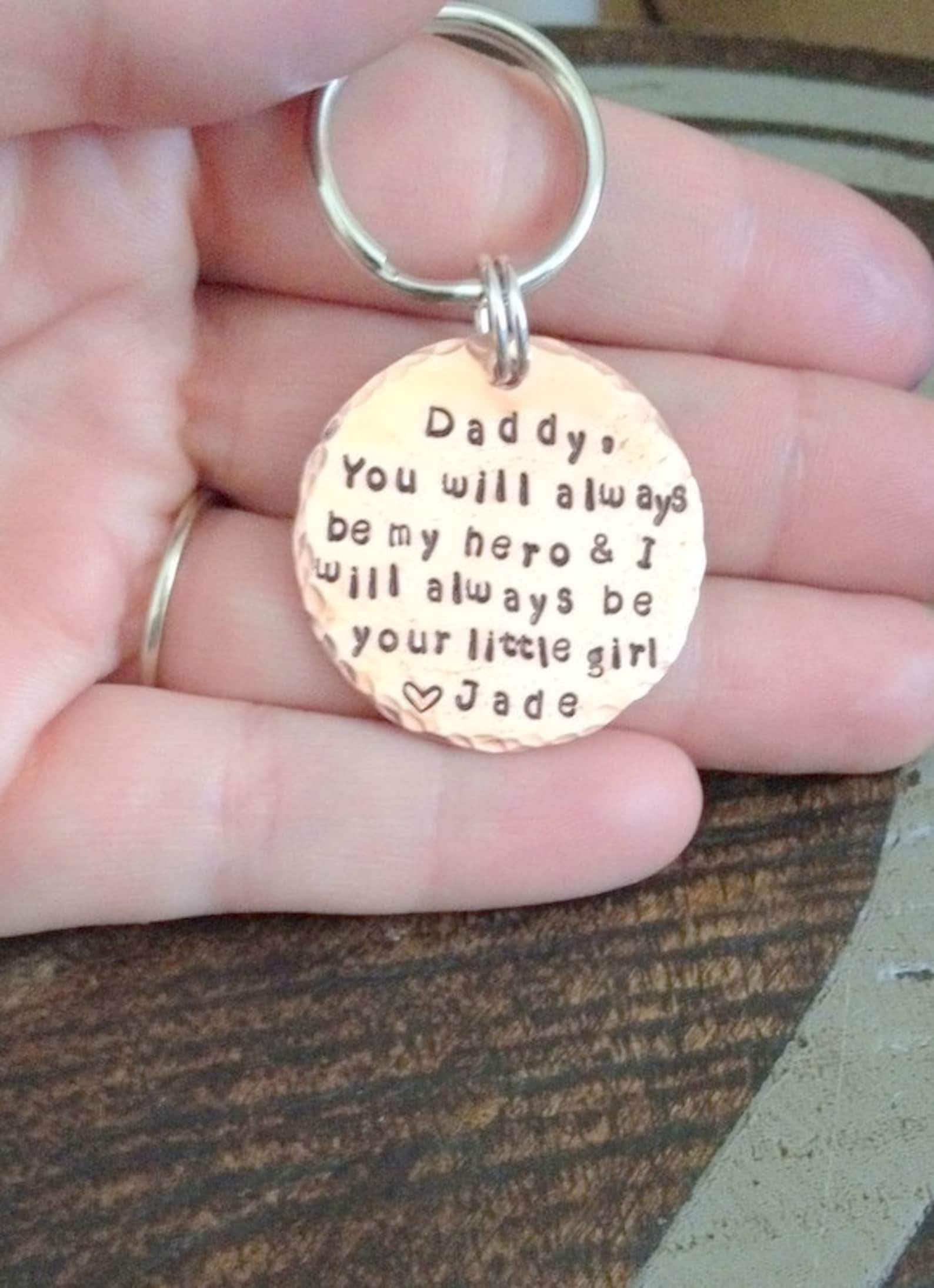 Dad Keychain Daddy Keychain Handstamped Keychain Personalized | Etsy