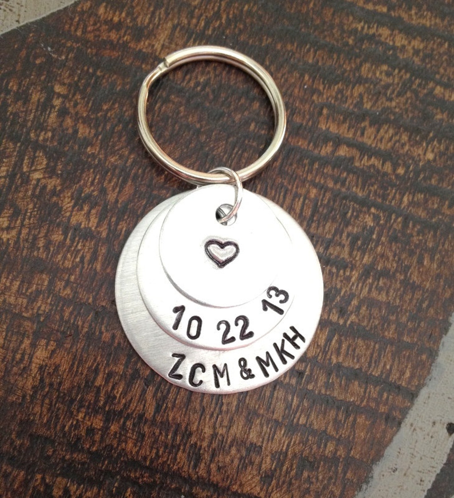 Couples Keychain Gift for Husband Gift for Wife Handstamped | Etsy