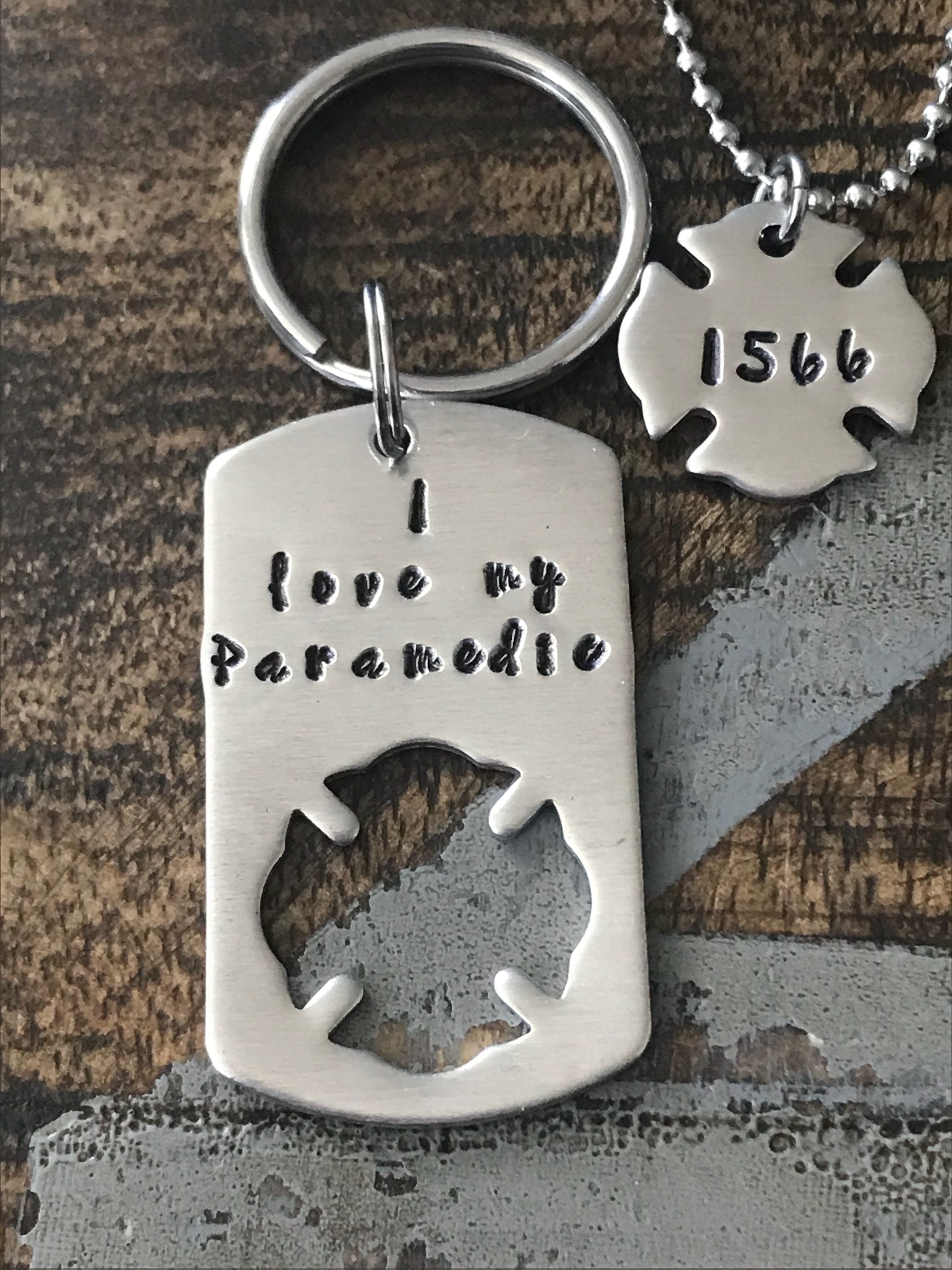 I Love My Paramedic Keychain Personalized Paramedic Wife Necklace EMT ...