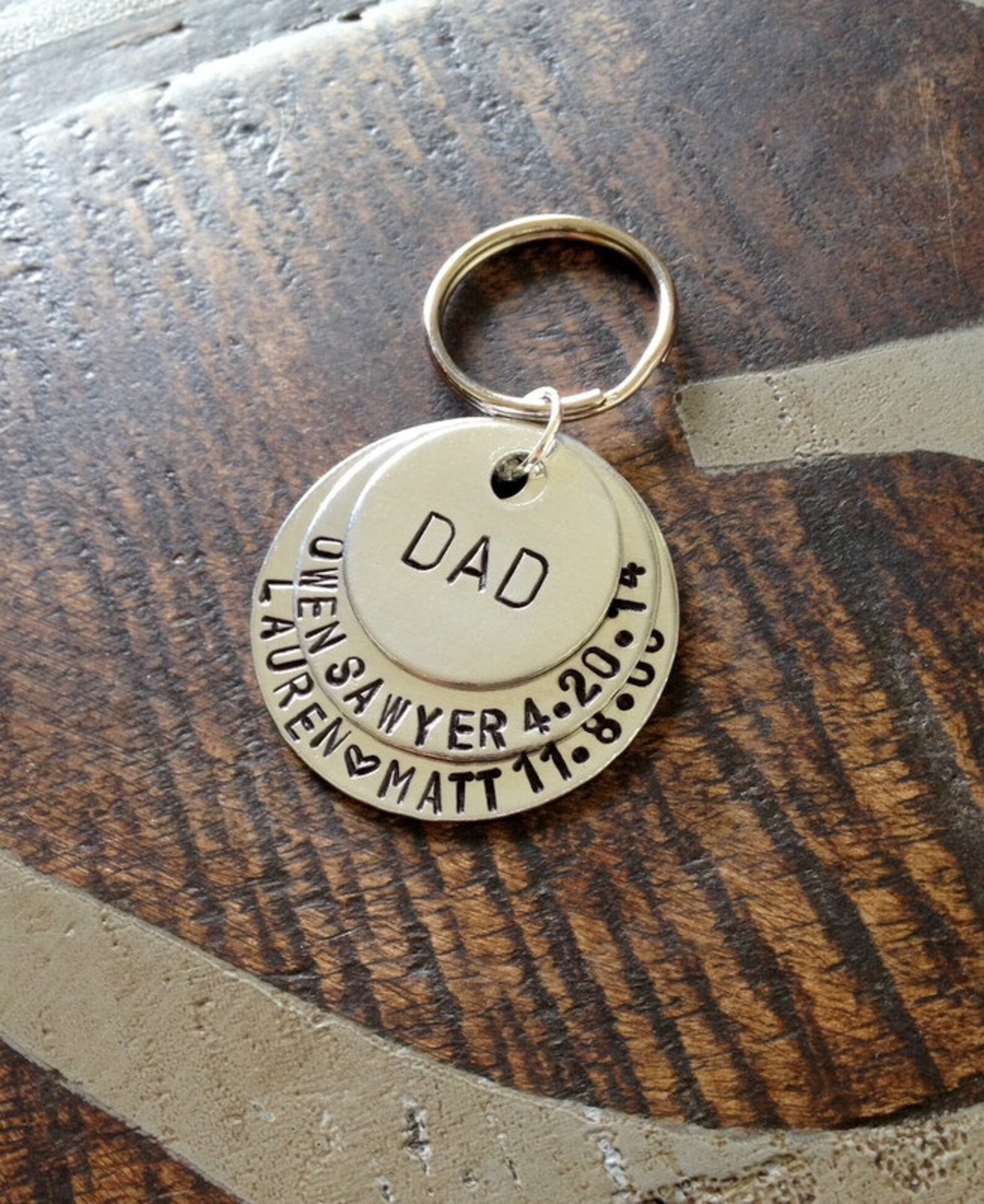 Dad Keychain Daddy Keychain Handstamped Keychain Personalized Keychain ...