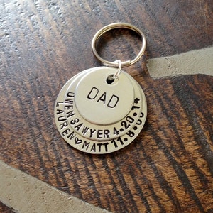 Dad Keychain Daddy Keychain Handstamped Keychain Personalized Keychain ...