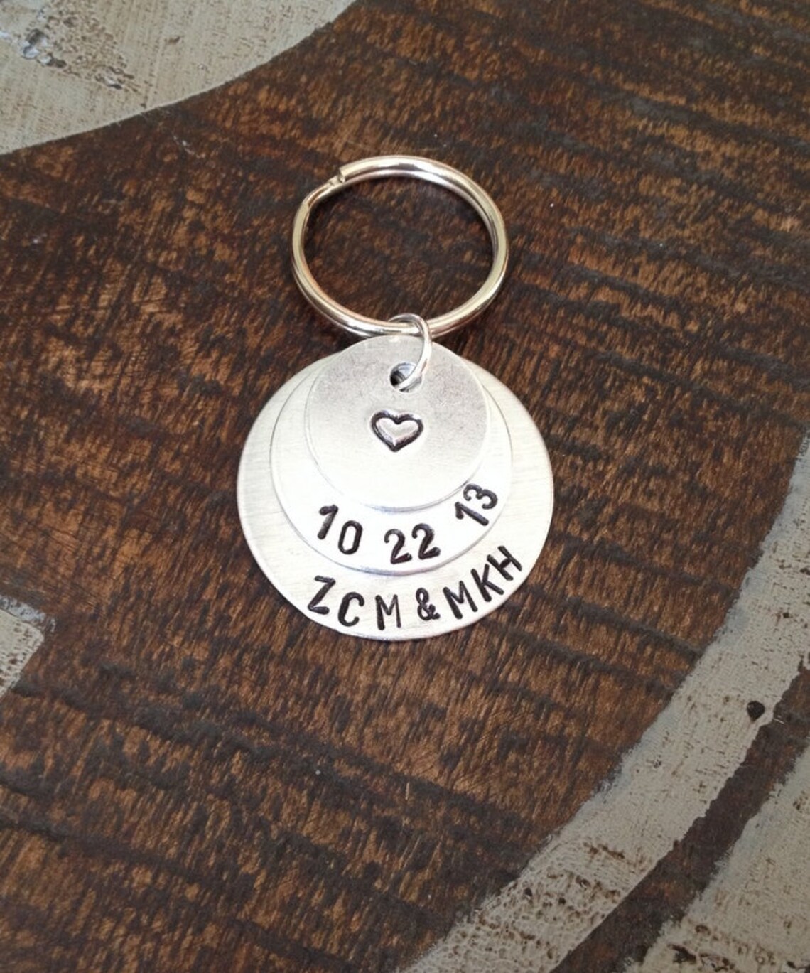 Couples Keychain Gift for Husband Gift for Wife Handstamped | Etsy