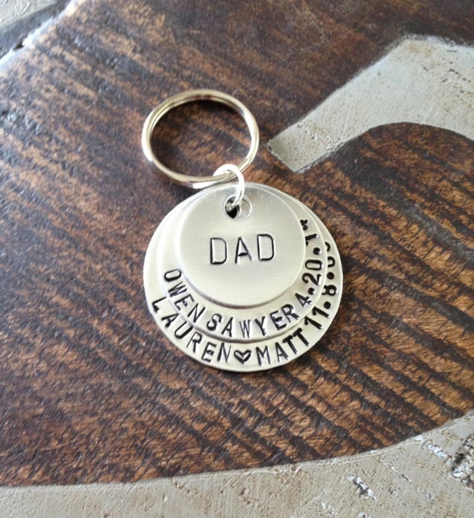 Dad Keychain Daddy Keychain Handstamped Keychain Personalized Keychain ...