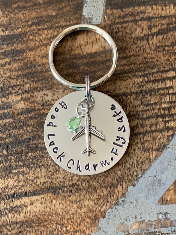 Good Luck Charm Fly Safe Keychain Plane Keychain Airplane Keychain ...