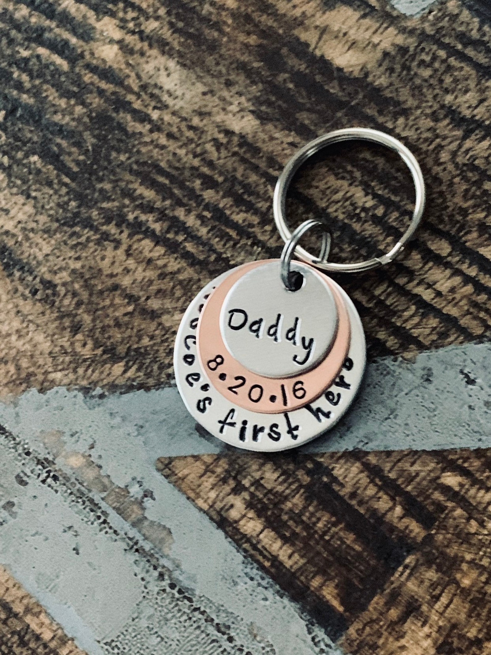 Dad Keychain Daddy Keychain Handstamped Keychain Personalized | Etsy