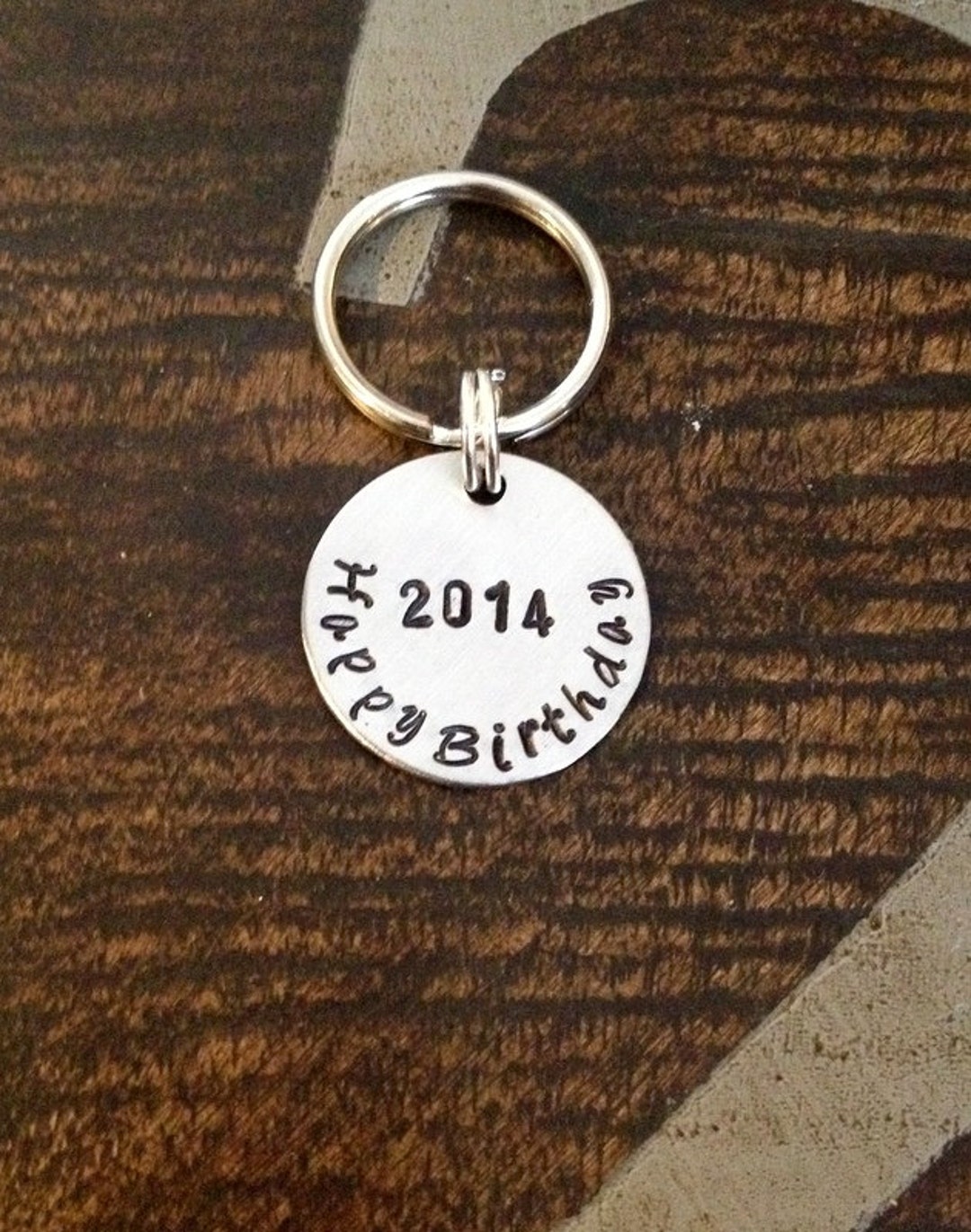 Happy Birthday Keychain Handstamped Keychain Personalized Keychain ...