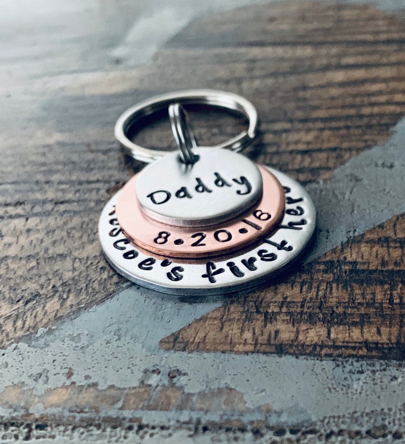 Dad Keychain Daddy Keychain Handstamped Keychain Personalized | Etsy