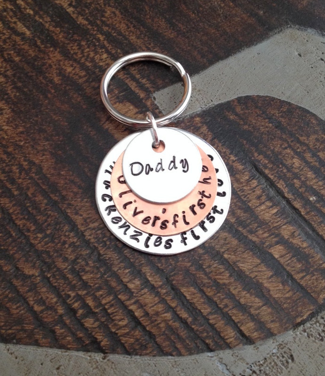 Dad Keychain Daddy Keychain Handstamped Keychain Personalized Keychain ...