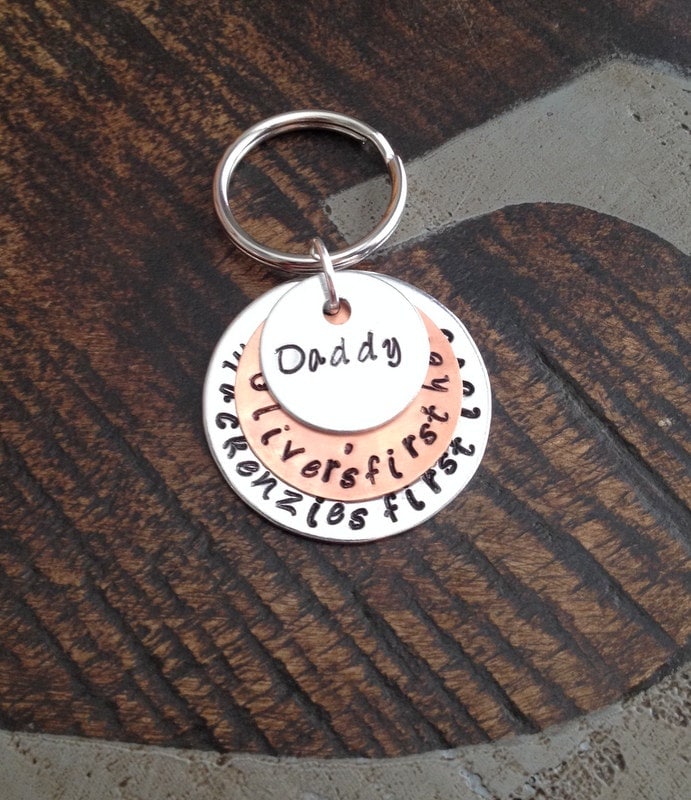 Dad Keychain Daddy Keychain Handstamped Keychain Personalized | Etsy