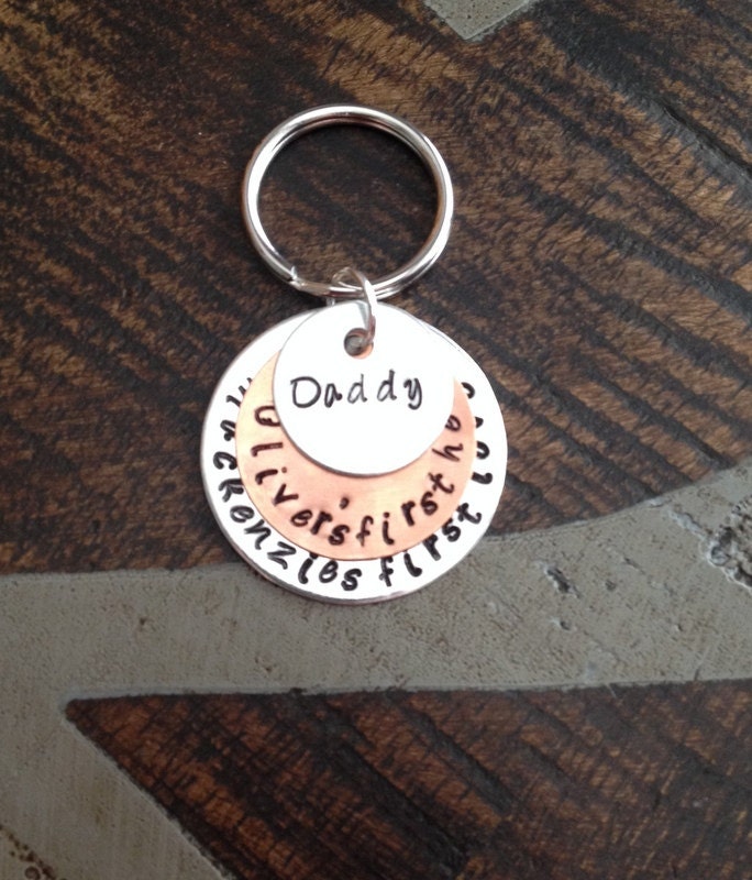 Dad Keychain Daddy Keychain Handstamped Keychain Personalized | Etsy