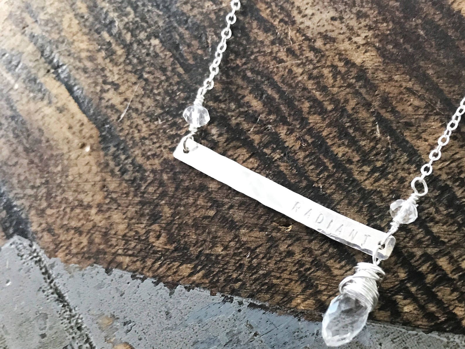 Radiant Necklace Handstamped Necklace Gold Bar Necklace Custom Necklace ...
