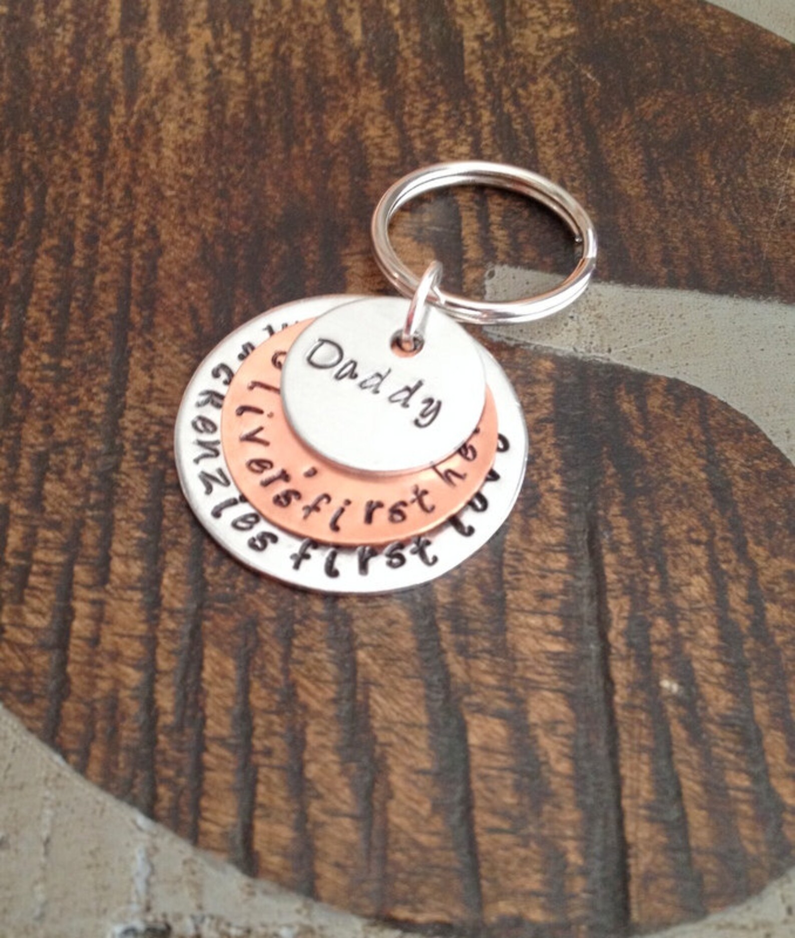 Dad Keychain Daddy Keychain Handstamped Keychain Personalized | Etsy