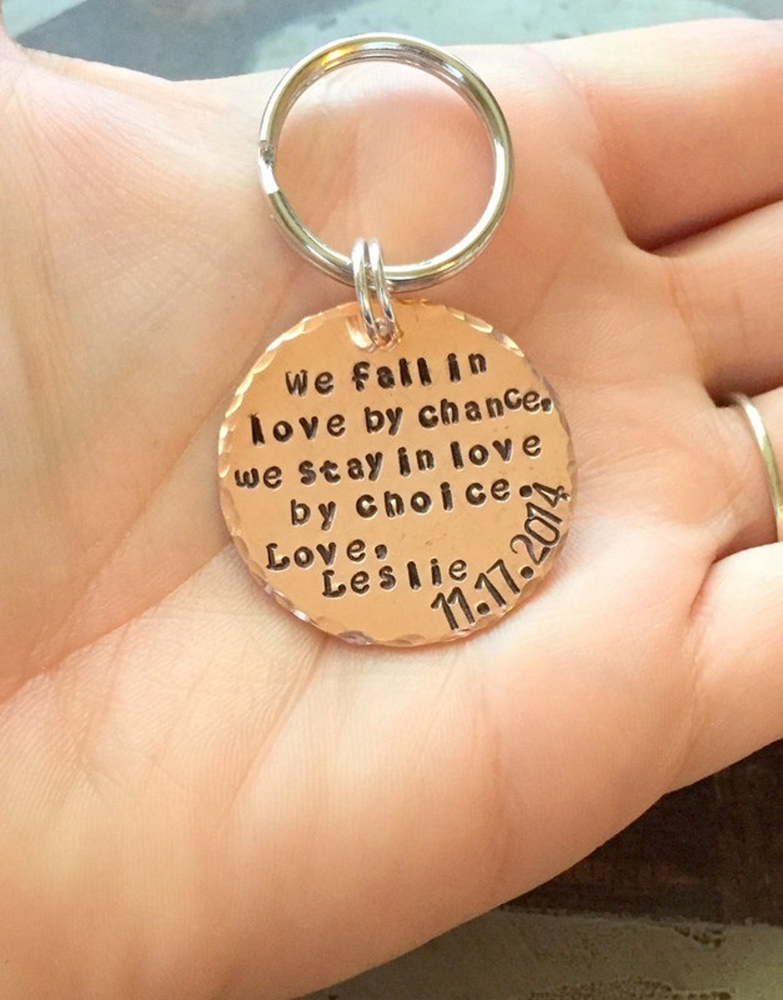 Couples Keychain Gift for Husband Gift for Wife Handstamped Keychain ...