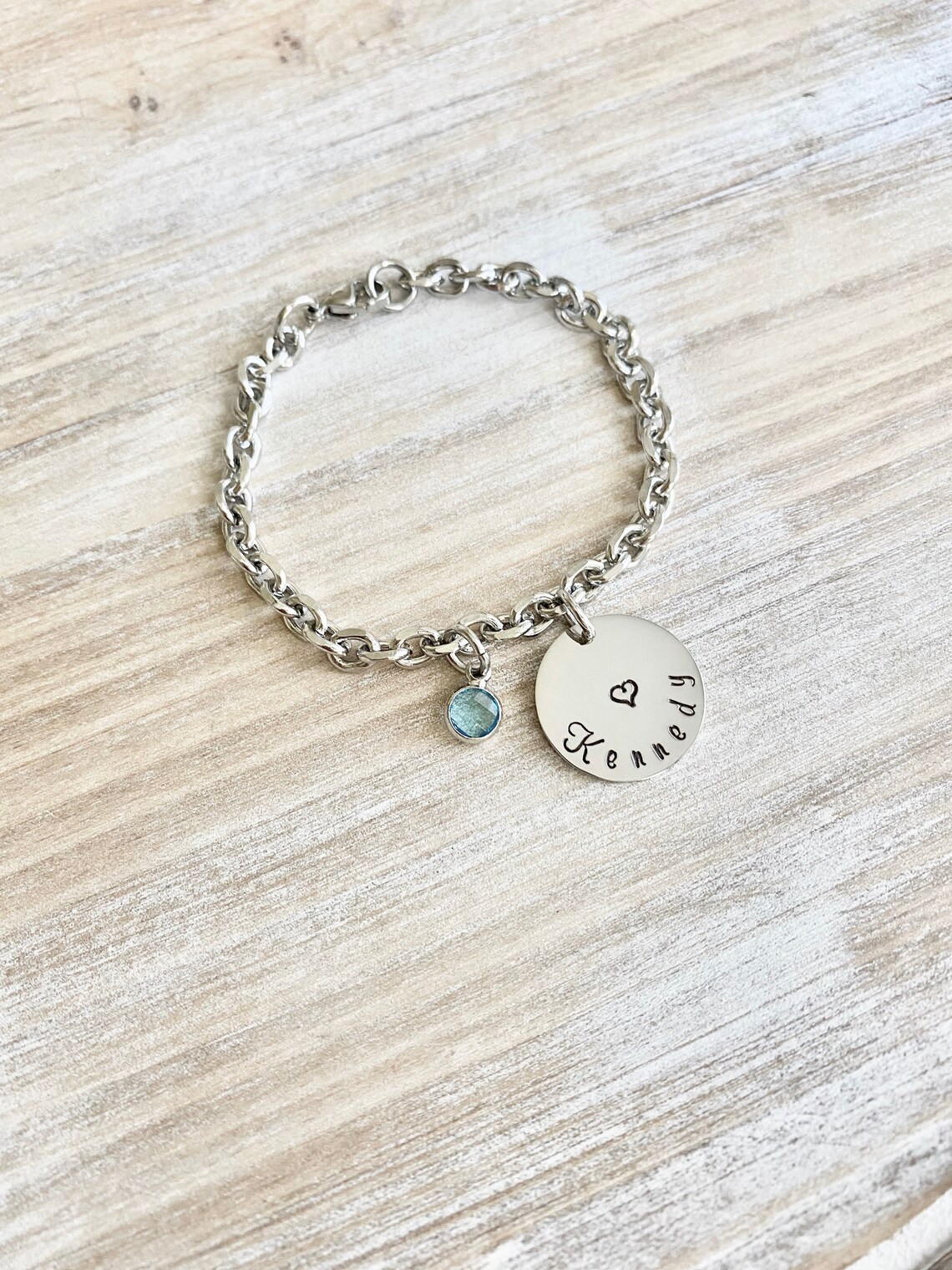 Girls Charm Bracelet Handstamped Bracelet Heart Bracelet - Etsy