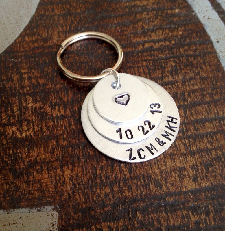 Couples Keychain Gift for Husband Gift for Wife Handstamped Keychain ...