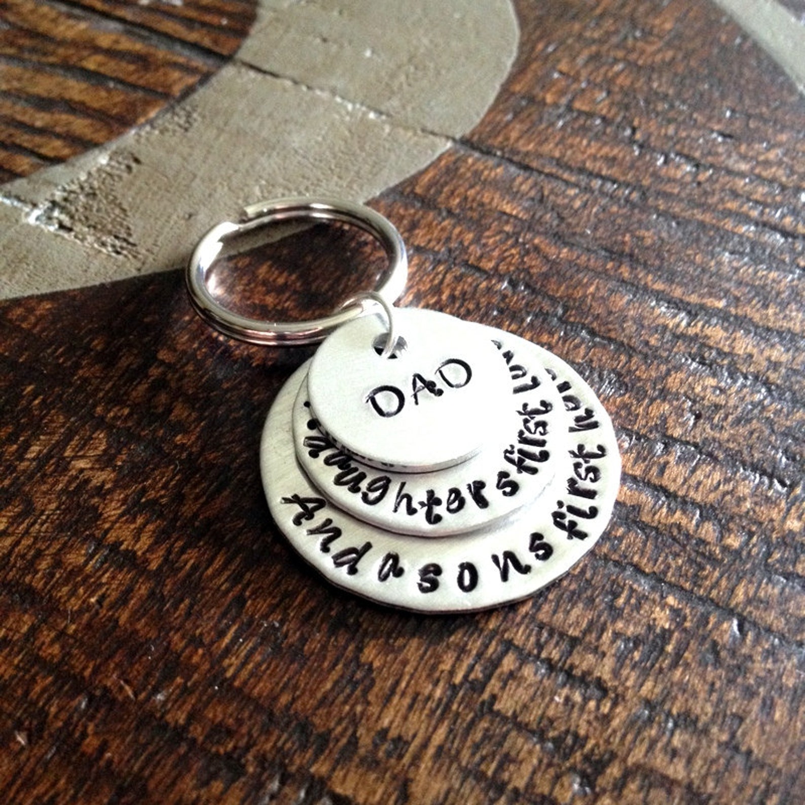 Dad Keychain Daddy Keychain Handstamped Keychain Personalized Keychain ...