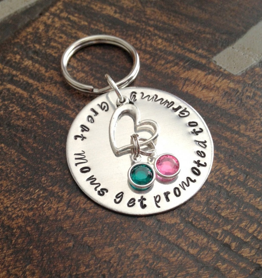 Great Moms Get Promoted to Grandma Grandma Keychain Handstamped ...