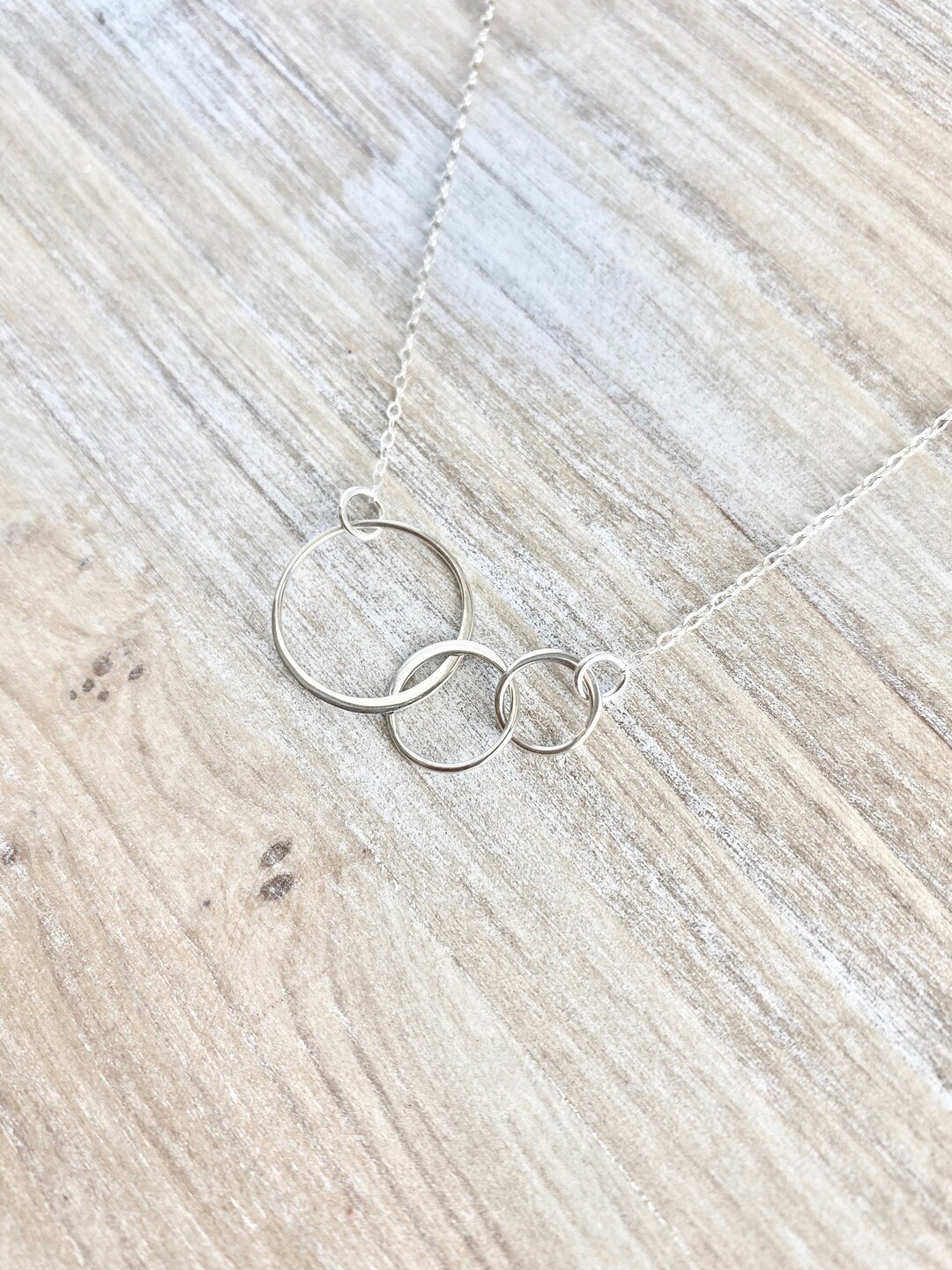 3 Linked Circles Necklace Sterling Silver Connected Circles ...
