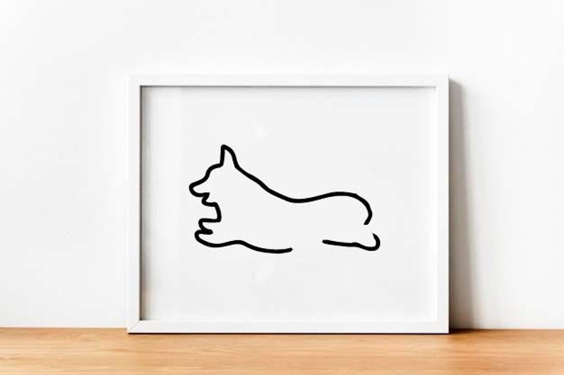 Minimalist Corgi Print - Etsy