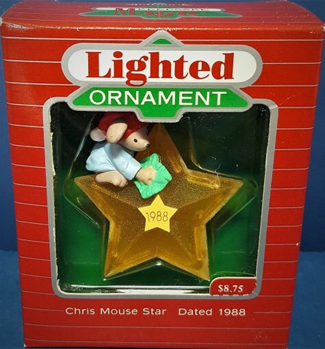 1988 chris Mouse Star Hallmark Lighted Ornament Retired - Etsy