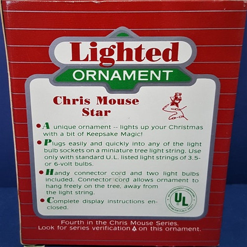 1988 chris Mouse Star Hallmark Lighted Ornament - Etsy