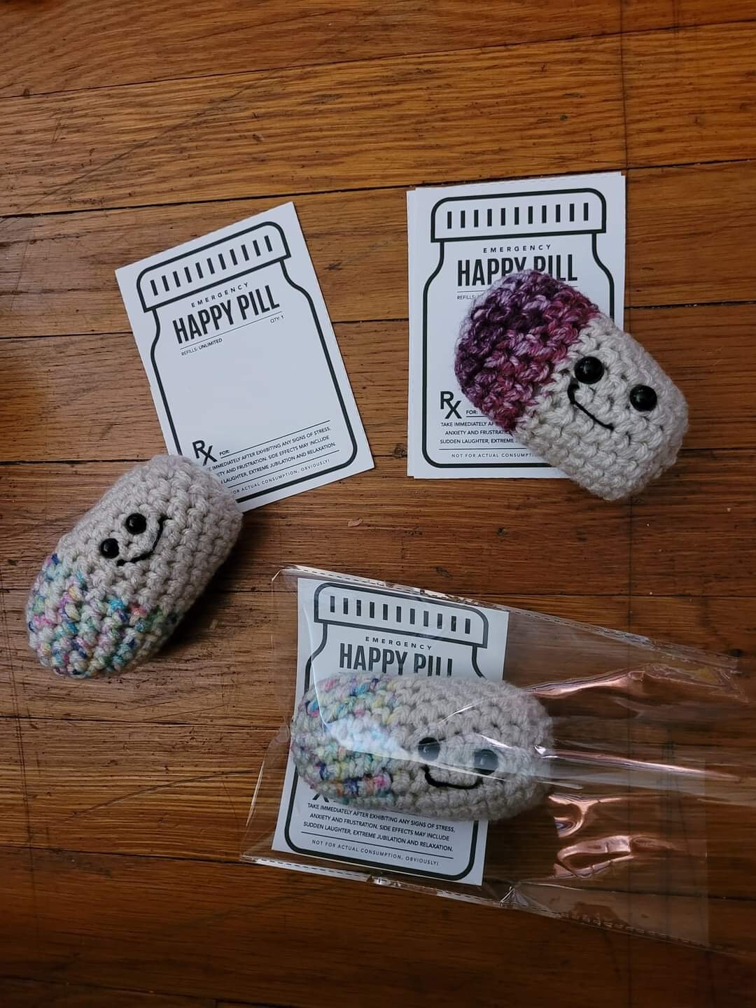 Happy Pill, Chill Pill, Crochet Pill, Ready to Ship - Etsy