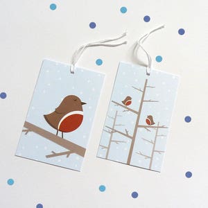 SALE // Christmas Robin Gift Tags Set, Winter Birds Xmas Gift Wrap Pack ...