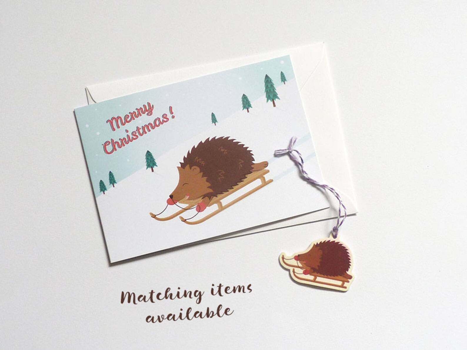 Sledging Hedgehog Christmas Cards Pack, Sledgehog Cute Woodland Xmas ...