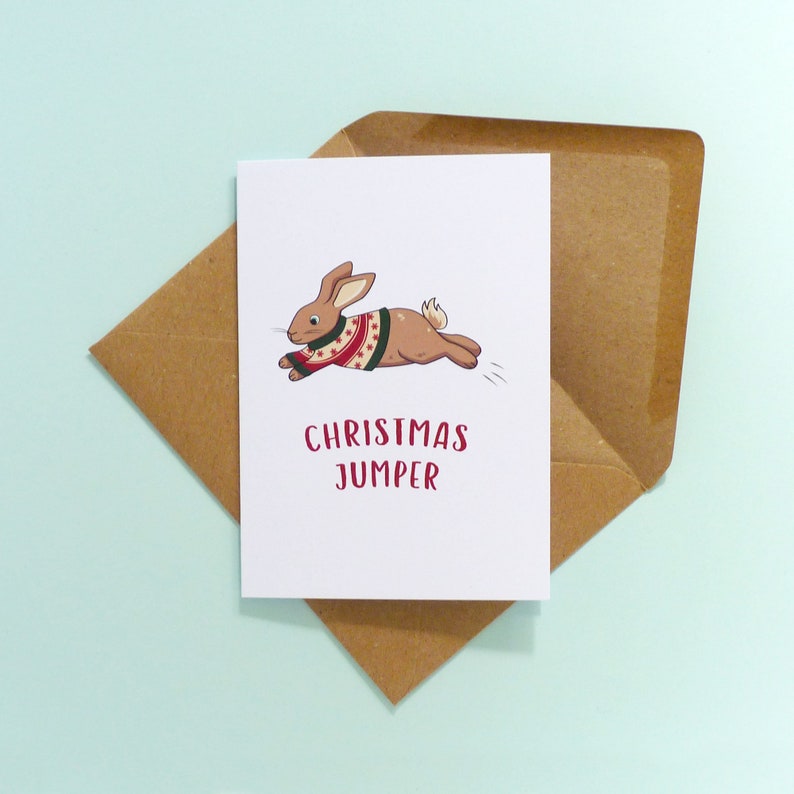 Christmas Jumper Rabbit Card, Funny Xmas Bunny Card - Etsy UK
