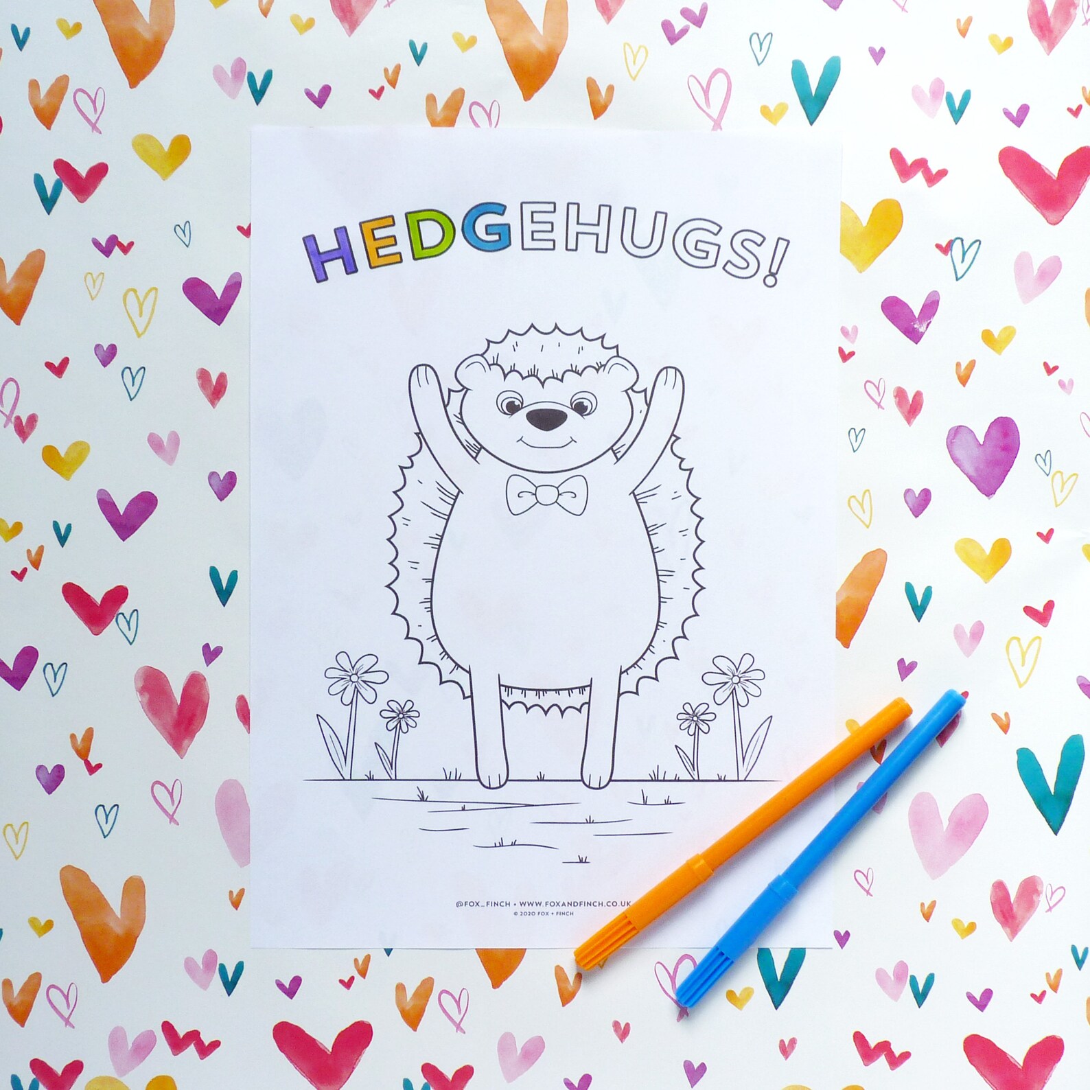 Hedgehugs Printable Colouring Sheet, Hedgehog Digital Download ...