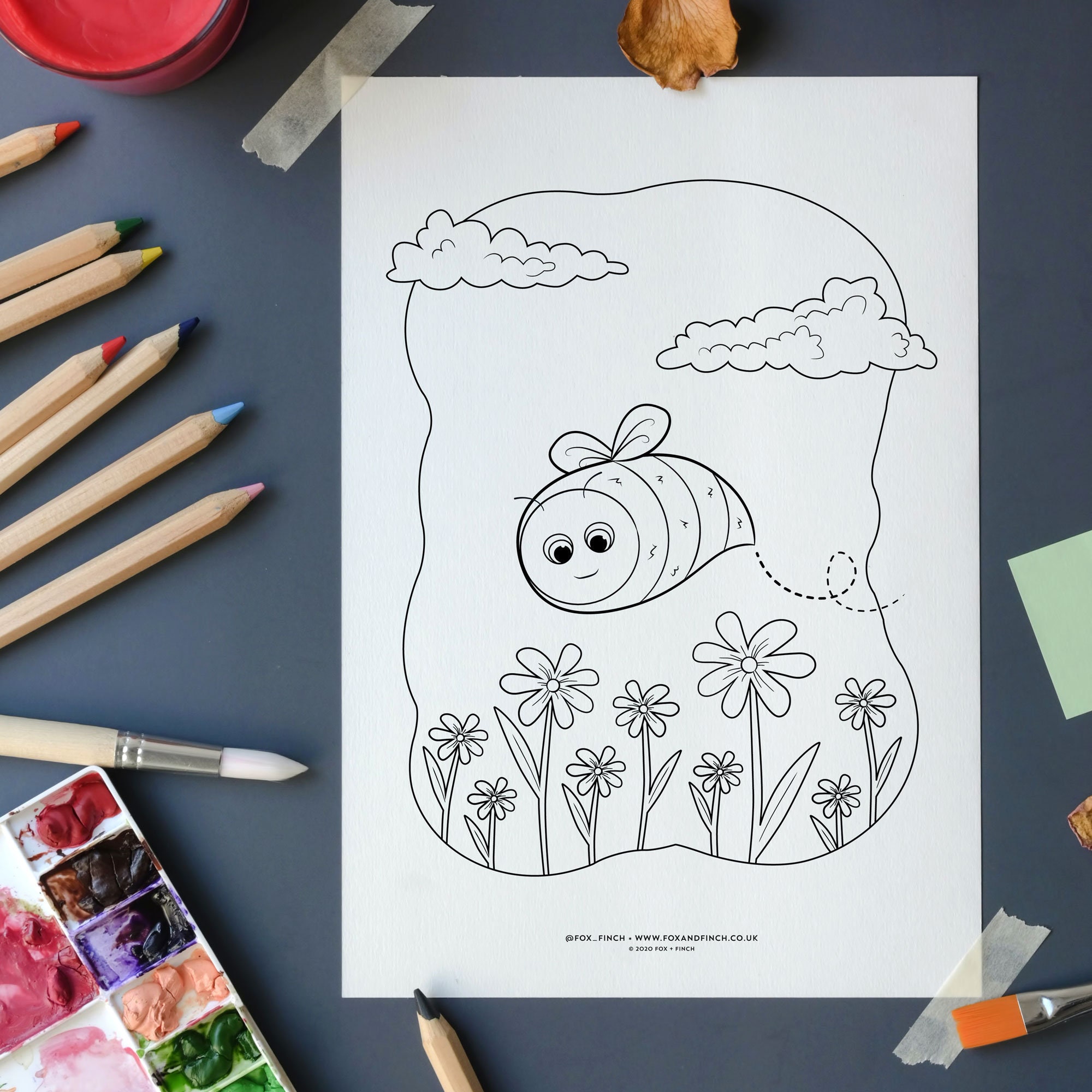 Bumblebee Printable Colouring Page, Cute Bee Digital Download Colouring ...