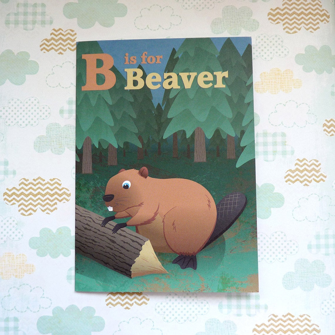 B is for Beaver Birthday Card Nature Note Card - Etsy