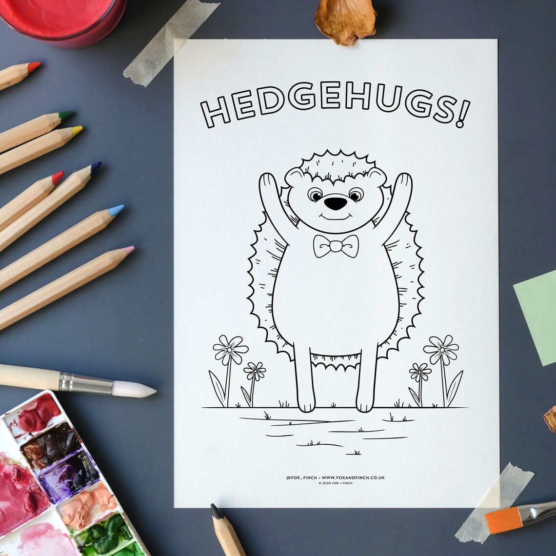 Hedgehugs Printable Colouring Sheet, Hedgehog Digital Download ...
