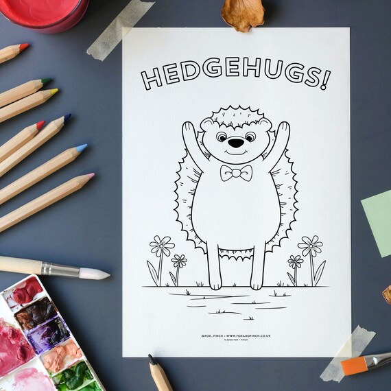Hedgehugs Printable Colouring Sheet Hedgehog Digital Download | Etsy UK