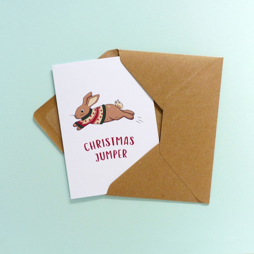 Christmas Jumper Rabbit Card, Funny Xmas Bunny Card - Etsy UK