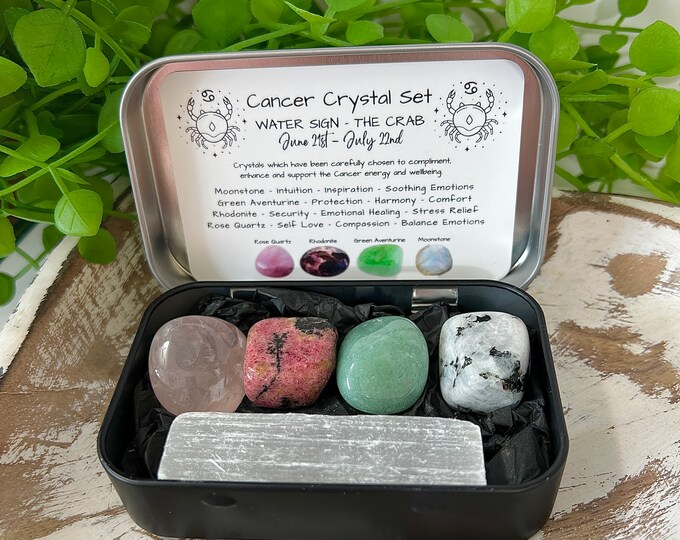 Cancer Zodiac Crystal Kit Healing Crystal Set Cancer Star Sign T
