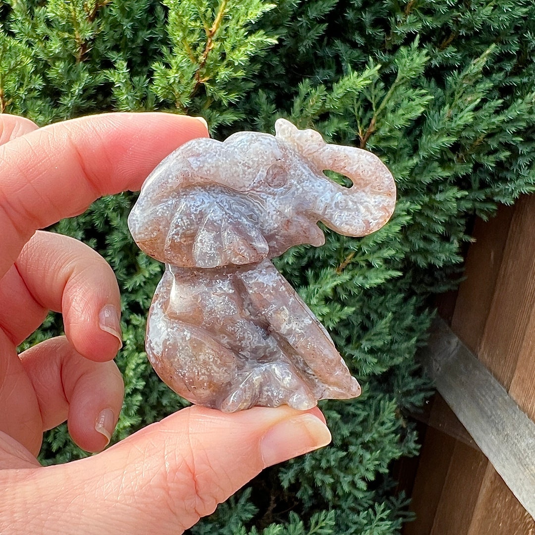 Ocean Jasper Carved Elephant Crystal: Home Decor Gift (53mm) - Etsy