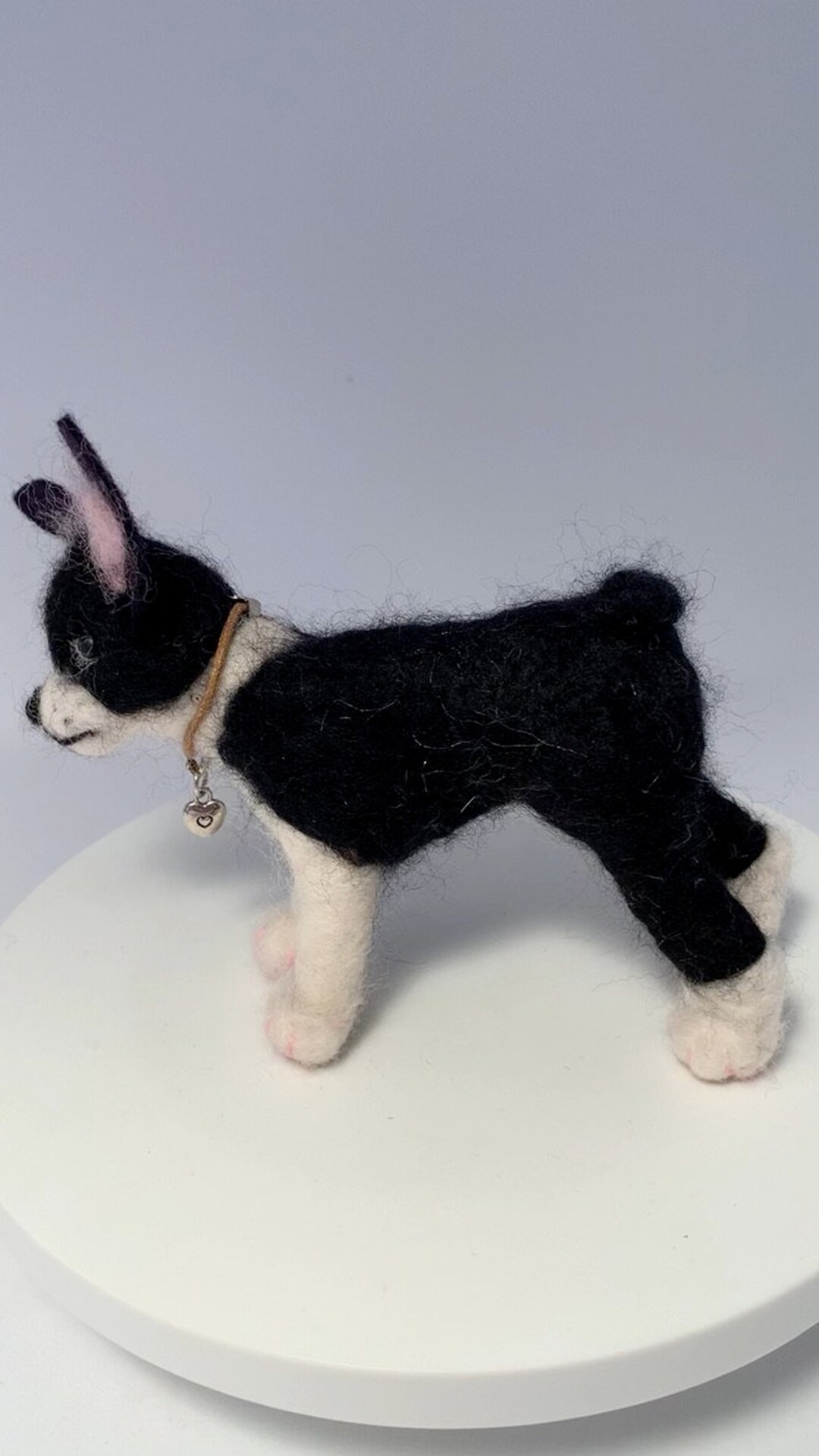 Boston Terrier Puppy Dog, Handmade Original, Soft Alpaca Wool Sculpture ...